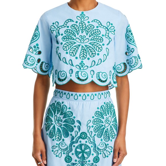 FARM Rio | Tops | Farm Rio Embroidered Crop Top | Poshmark